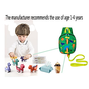 Toddler Dinosaur Mini Backpack with Leash Children Kids Baby Harness Bookbag (Green)