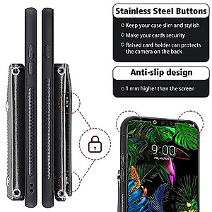 Asuwish Phone Case for LG G8 ThinQ Wallet Cover with Screen Protector and Credit Card Holder Crossbody Strap Stand Leather Cell Accessories LGG8 Thin Q G 8 LG8 G8thinq LGG8thinq 8G Women Girls Black