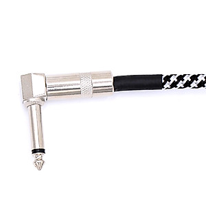 DISENS Instrument Cable 30ft - Amp Cord for Bass & Electric Guitar - Straight to Right Angle 1/4 Inch(6.35mm) Instrument Cable Braided Tweed guitar cable