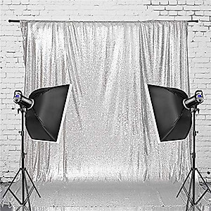 Eternal Beauty Sliver Sequin Wedding Backdrop Photography Background Party Curtain, 10Ft X 10Ft