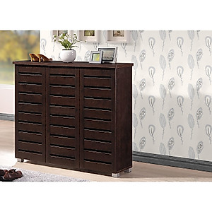 Wholesale Interiors Baxton Studio Adalwin Modern and Contemporary 3-Door Dark Brown Wooden Entryway Shoes Storage Cabinet