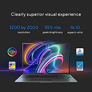 ASUS Vivobook 16X OLED Laptop, 16” 3.2K 120Hz Display, Intel Core i9-13900H CPU, NVIDIA Geforce RTX 4050 GPU, 16GB RAM, 1TB SSD, Windows 11 Home, Indie Black, K3605VU-ES94