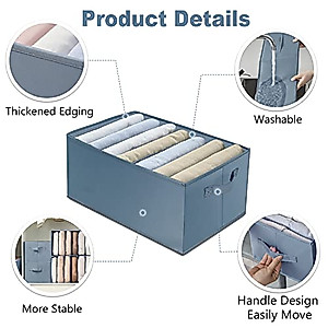 PYRMONT Drawer Organizers for Clothing, Wardrobe Clothes Organizer for jeans with Large Grid,Clothes Organizer for Folded Clothes,Clothes Drawer Organizer for Jeans Pants (2PACK, 7Grid)