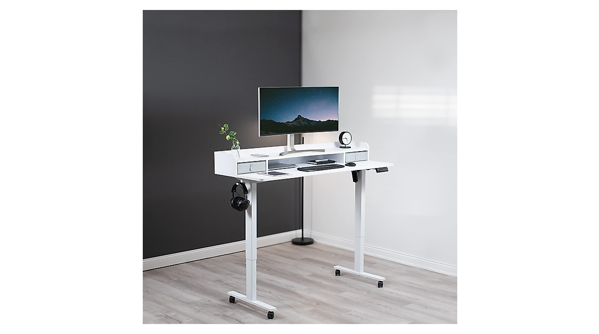 VIVO Electric Standing Desk with Adjustable Height & Storage