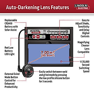 Lincoln Electric Viking 1840 Black Welding Helmet - Auto Darkening - 4C Lens Technology - K3023-3