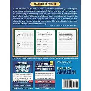 Cursive Handwriting Workbook for Teens: Learning Cursive with Inspirational Quotes for Young Adults, 3 in 1 Cursive Tracing Book Including over 130 Pages of Exercises with Letters, Words and Sentences