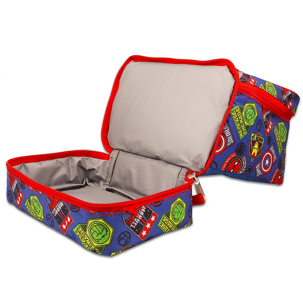 Avengers Backpack with Lunch Bag - Bundle with 16” Avengers Backpack for Boys 8-12, Avengers Lunch Box, Water Pouch, Avengers Stickers, More | Marvel Avengers Backpack with Lunch Box