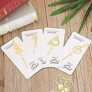 ARFUKA 4pcs Bookmarks Cute Gold Musical Instruments Metal Book Markers Bookmark Page Markers for Books Paper Clips Office School Supplies Stationery Gift Set