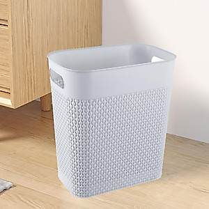 QPB Trash Can Plastic Trash Can Wastebaskets Garbage Bin Recycling Bin Slim Garbage Can Trash Bin with Handles for Narrow Space Bathroom Bedroom Laundry Home Kitchen Office (Large, Grey)