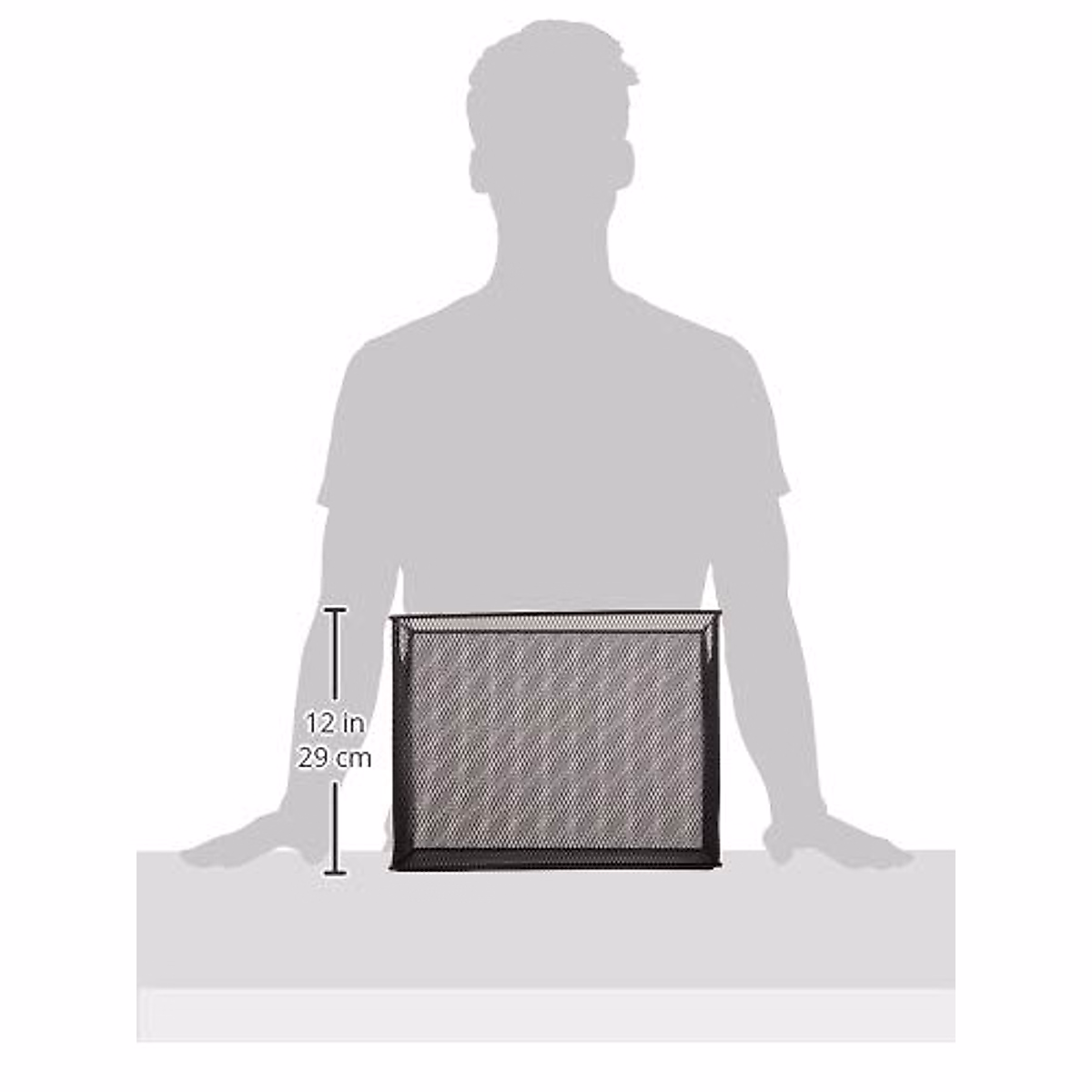 U Brands Mesh Steel Desktop Hanging File Holder, Letter Size, 12.4" x 9.53" x 5.5", Black - 457U00-06