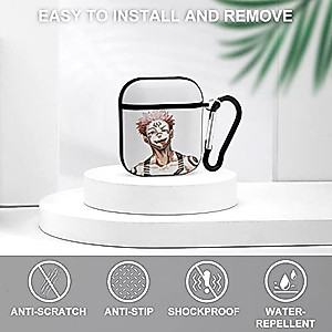 Anime Print Case for AirPods Case Cover Shockproof Wireless Charging Protective Hard Skin with Keychain Compatiable with AirPods 2 & 1