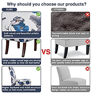 Traditional Fabric Accent Chair, DRM'SCUUM Modern Accent Chair for Living Room Soft White Velvet with Ink Paint Pattern,Comfor Seat,Sturdy Frame and Rubber Wood Legs