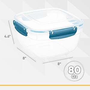 Superio Plastic Food Storage Container with Airtight Lid for Kitchen,- 10 Cup, 80 Oz, BPA Free, Leakproof, Stackable Sealed Container for Organizing- Microwave, Dishwasher and Freezer Safe, Blue