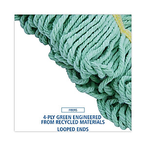 Boardwalk BWK1200LCT EcoMop Recycled Fiber Looped-End Mop Heads - Large, Green (12/Carton)
