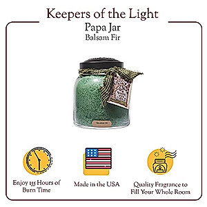 A Cheerful Giver — Balsam Fir - 34oz Papa Scented Candle Jar with Lid - Keepers of the Light - 155 Hours of Burn Time, Gift for Women, Green