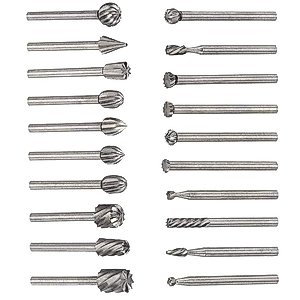 Eyech 20pcs 1/8 Inch(3mm) Shank HSS Router Bits Burr Rotary Tools Replacement Wood Milling Burrs for Rotary Engraving Woodworking Tool