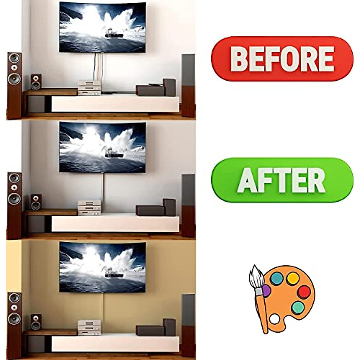 Cord Hider for Wall Mounted Tv Kit 315" Paintable White Baby and Pets Proof Electrical Strip Cord Cover Cable Hider Cable Raceway Wire Covers for Cords Wire Hider Cable Cover Cord Cable Concealer