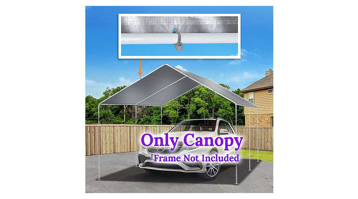 10'x20' Silver Carport Canopy Replacement Cover - BenefitUSA