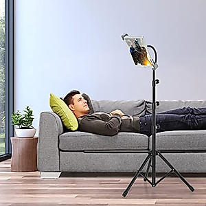 Ipad Tripod Stand,Gooseneck 63-inch Floor Stand for Tablet, iPad Floor Stand with 360° Rotating iPad Tripod Mount for iPhone iPad Mini, iPad Air, iPad Pro and All 4.7 -11.9 Inch Tablet And Phone