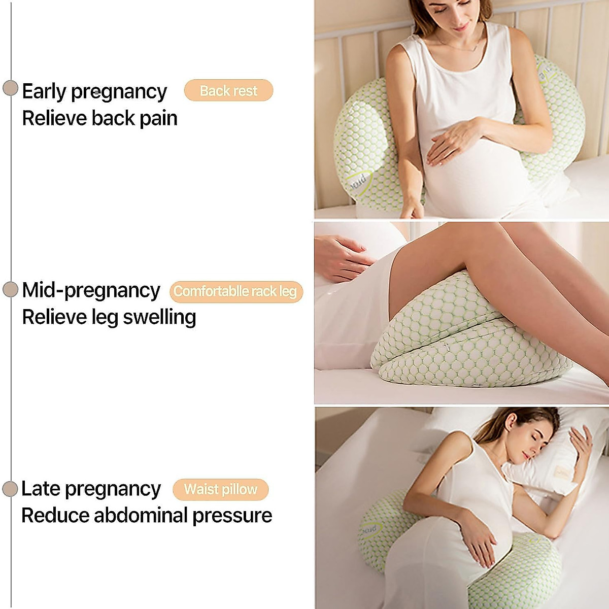 Echueuey Pregnancy Pillows,Pregnancy Pillows for Sleeping –Maternity Pillow, Side Sleeper Pregnancy Pillow,Pregnancy Wedge Pillows Green
