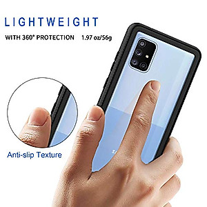 seacosmo Case for Samsung A71 5G, Full Body Shockproof Cover with Built-in Screen Protector, Slim Bumper Protective Phone Case for Galaxy A71 5G - Black/Clear