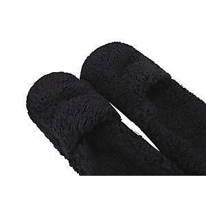 Kids Toddler Cartoon Fleece Hat Gloves Scarf 3 in 1 Set Girls Boys Winter Cute Warm Long Hoodie Earflap Hat A-Black