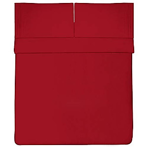 Queen Size Bed Sheets - Breathable Luxury Sheets with Full Elastic & Secure Corner Straps Built In - 1800 Supreme Collection Extra Soft Deep Pocket Bedding Set, Sheet Set, Queen, Red