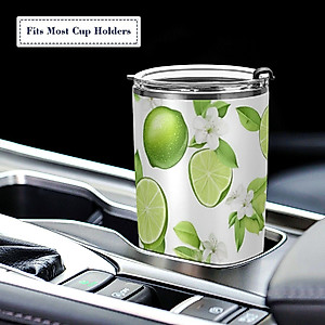 Amooorous Green Lemon Stainless Steel thermal cups with Lid and Straw hot coffee travel mug for gym simply vacuum insulated tumbler with lid botellas para agua termica 20oz