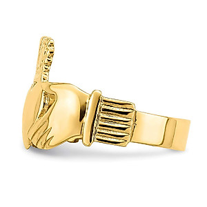 Solid 14k Yellow Gold Irish Claddagh Celtic Ring Band (Size 9)