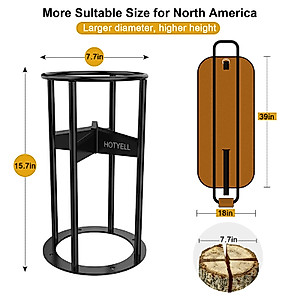 HOTYELL Firewood Splitter, High Carbon Steel Wood Splitter with Fixed Awl, Manual Log Splitting Wedge Tool, 4 Parts at One Time, Canvas Firewood Carrier Included
