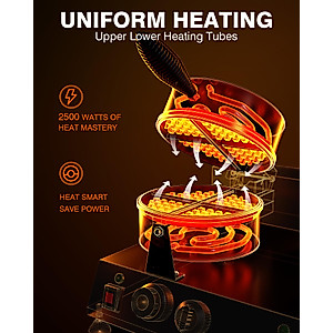 PYY Double Waffle Maker Commercial Waffle Machine Large Stainless Steel Waffle Oven PancakeSilver Non-stick Electric Chaffle Maker for Restaurant Party Food Stall