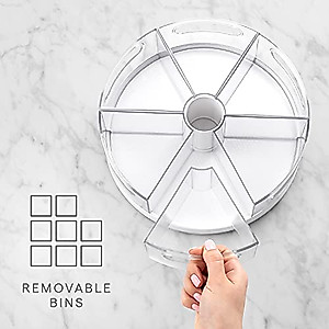 YouCopia Crazy Susan Turntable, Divided Lazy Susan Organizer with 6 Clear Bins for Cabinet and Pantry Storage & UpSpace Water Bottle Organizer, 3-Shelf, White