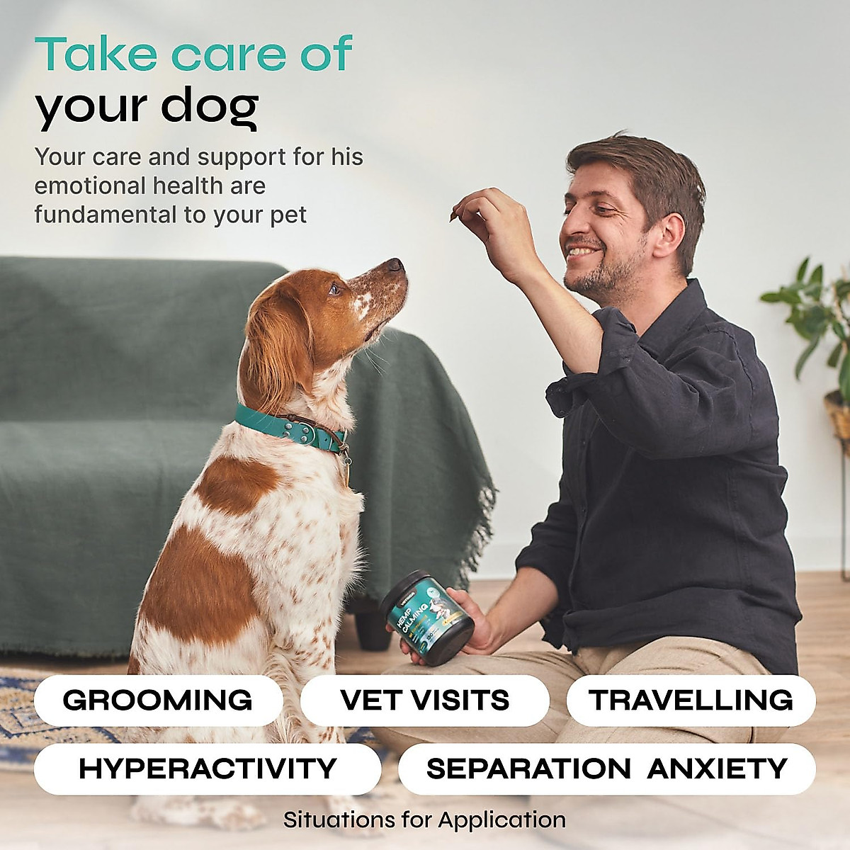 Сalming Сhews for Dogs Anxiety Relief - Anxiety Relief for Dogs - Hemp Calming Chews for Dogs - Dog Calming Treats for Storms, Separation, Fireworks, Vet Visits, Travel, Grooming - Dog Anxiety Chews