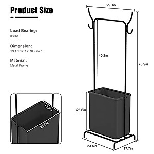 Waktavel Laundry Cart with Hanging Rack, Freestanding Laundry Hamper with Clothing Rack, Laundry Sorter with Hanging Bar and 2 Side Hook for Living Room Bedroom Entrance