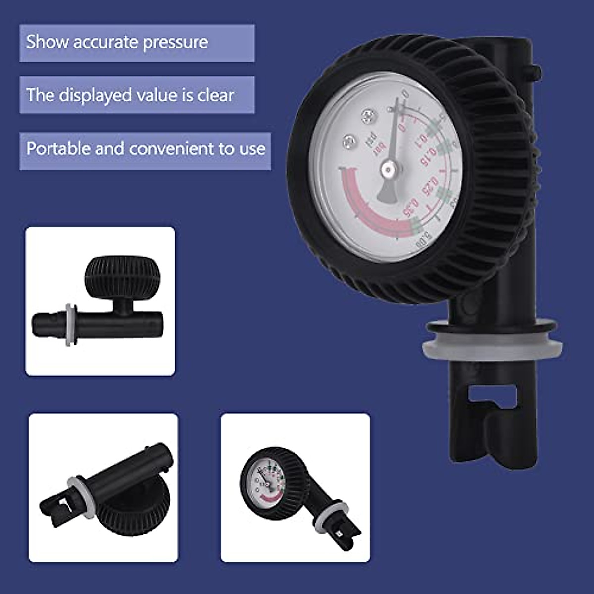 VGEBY Raft Pressure Gauge, Air Pressure Gauge 0-5.08 PSI Barometer for Kayaking Inflatable Boat Board Raft Inflatable Boat Pressure Gauge Air Presskayak
