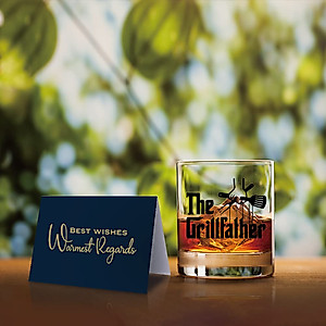 TOUNER The GrillFather Whiskey Glasses, Funny Grilling Gifts For Men Dad Uncle Grandpa, BBQ Present For Man, Cooking Gift For Dad, Funny Birthday Gift For New Dad Daddy Stepdad