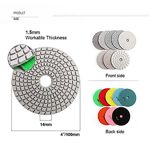 SHDIATOOL 4 - Inch Diamond Polishing Pads Wet Sanding Disc with White Bond Grit 400 for Marble Granite Stone 8Pcs