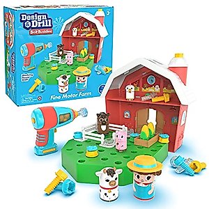 Educational Insights Design & Drill Bolt Buddies Farm Take Apart Toy with Electric Toy Drill, Preschool STEM Toy, Easter Basket Stuffers for Kids, Gifts for Boys & Girls, Ages 3+