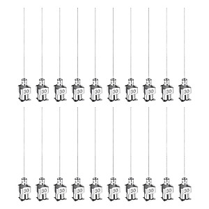 HARFINGTON 20pcs 30Gauge Stainless Steel Dispensing Needles, 1-1/2" All Metal Glue Needle Tube Blunt Tips Luer Lock for Thick Liquids, Ink, Glue, Lab Use