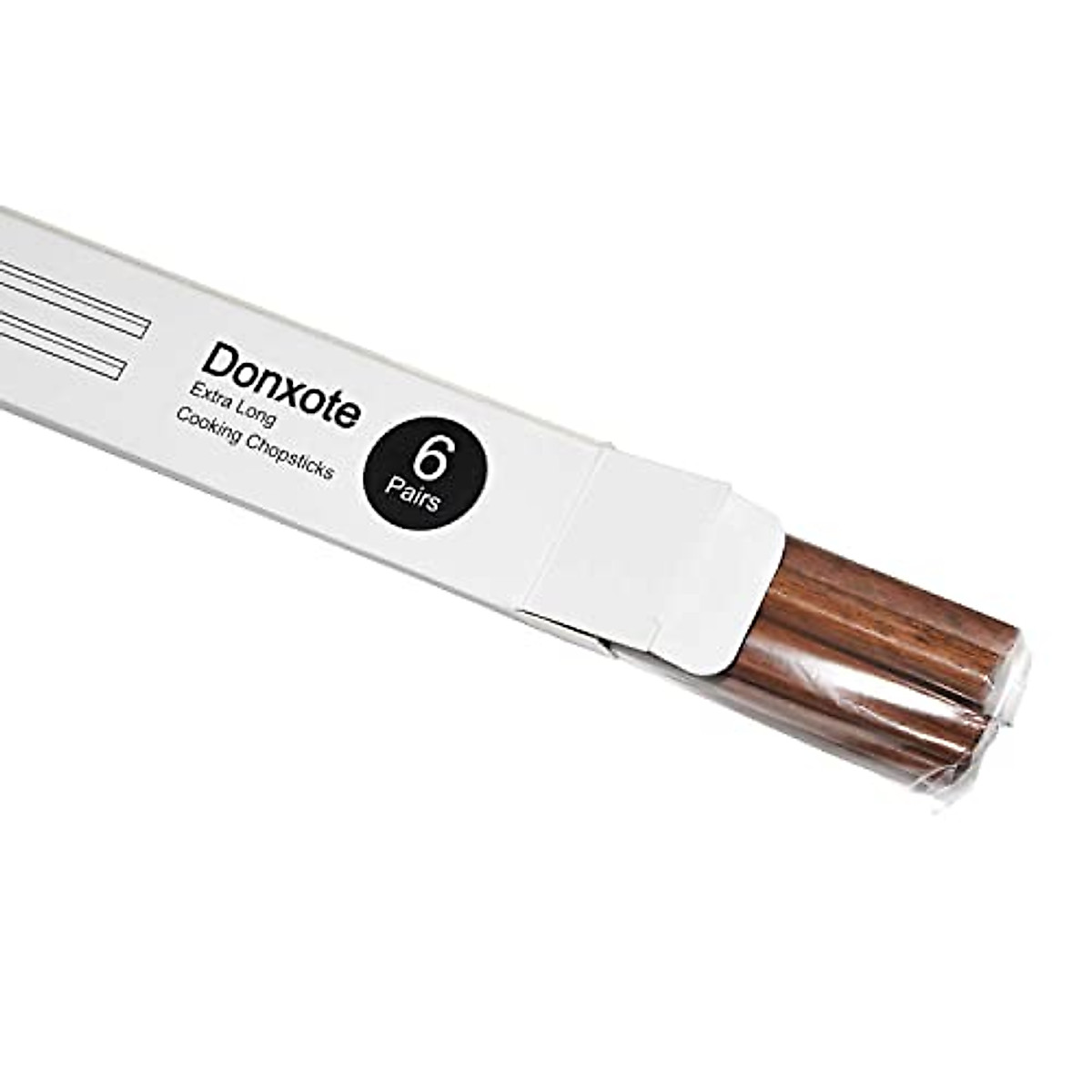 Donxote Cooking Chopsticks, Extra Long Wooden Kitchen Frying Chopstick 16.5 Inches - Brown(6-Pairs)