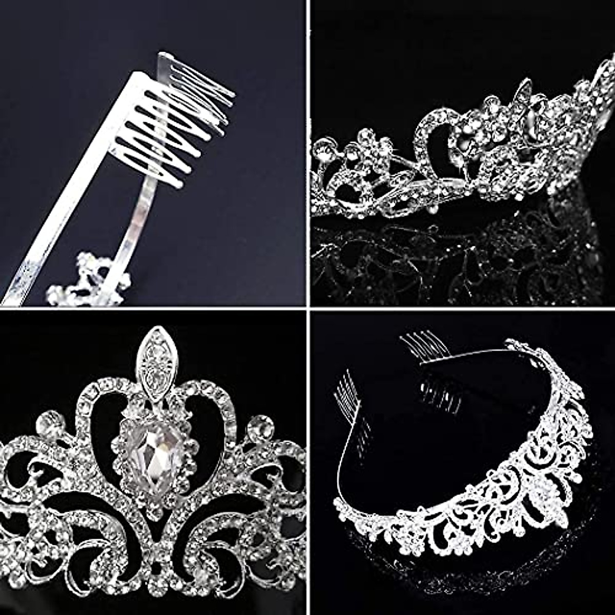 COCIDE Silver Jewelry Set for Women Crystal Tiara and Necklace Kit for Girls Rhinestone Crown Earrings Neck Accessories for Bride Wedding Birthday Party Bridal Prom Bridesmaid Dress up