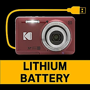 KODAK PIXPRO Friendly Zoom FZ55-RD 16MP Digital Camera with 5X Optical Zoom 28mm Wide Angle and 2.7" LCD Screen (Red)