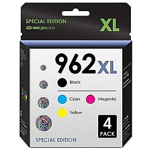Inkjetsclub 962XL High Yield Compatible Ink Cartridges Pack. Works for OfficeJet Pro 9010 9012 9013 9014 9015 9016 9018 9019 9020 9025 Printers. 4 Pack (Black, Cyan, Magenta, Yellow)