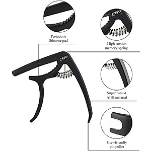 Capo for 6-String Acoustic and Electric Guitar, Lightweight Quick Release Capo for Guitars, Ukulele, Bass, Mandolin, Banjo