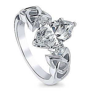 BERRICLE Sterling Silver Celtic Knot Wedding Engagement Rings Cubic Zirconia CZ 3-Stone Cocktail Promise Ring for Women, Rhodium Plated Size 9