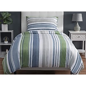 XLNT Twin Size Bedding | Duvet Cover | 3 Piece Set | Comforter Cover | Bed Sheet | Pillow Cover | Soft Cotton Blend | Machine Washable | Designed | Riptide Blue Green