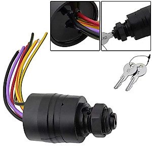 Ignition Switch, Boat Push to Choke 6 Wire Base Ignition Key Switch Replaces for Mercury 87-88107A5 with 2 Keys 6 Wire Connectors