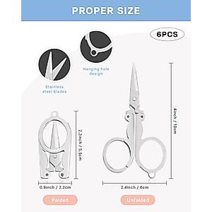 YETOOME 6 Pcs Folding Scissors, Stainless Steel Folding Small Portable Travel Scissors for Craft, Camping, Office, School, Outdoor