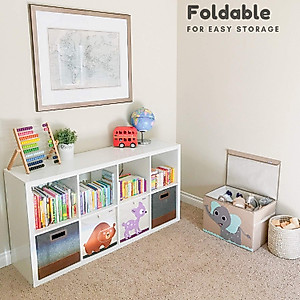 Hurricane Tots Large Toy Chest. Canvas Soft Fabric Children Toy Storage Bin Basket with Flip-top Lid. Collapsible Gray Toy Box for Kids, Boys, Girls, Toddler and Baby Nursery Room