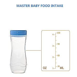 Gaodear Baby Food Feeder,Silicone Squeeze Rice Cereal Bottle, Soft-Tip Dispensing Spoon with Brush Set (Blue,4oz/120ml for 4 Months+ Babies)